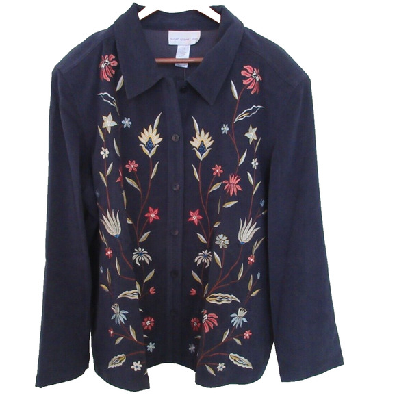 Susan Graver | Tops | Nwt Susan Graver Style Qvc Navy Lined Button Down ...